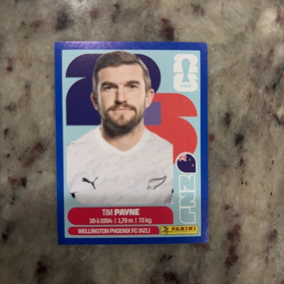 Panini | Toys | Panini Fifa Sticker Tim Payne Blue Parallel New Zealand ...